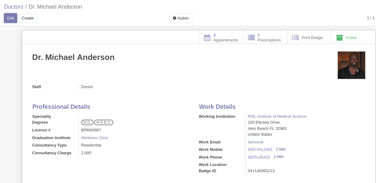 Odoo Medical Staff Management System | oeHealth